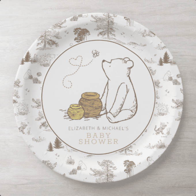 Classic Winnie the Pooh Baby Shower Paper Plates - Tiddely Pom